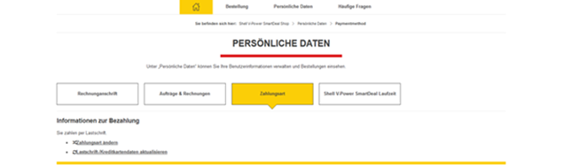 Wie kann ich meine Zahlungsart für den Shell V-Power SmartDeal im ...