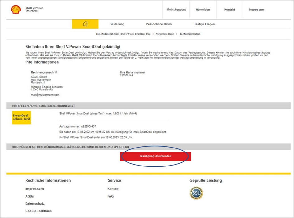 Wie kann ich meinen Shell V-Power SmartDeal außerordentlich kündigen ...