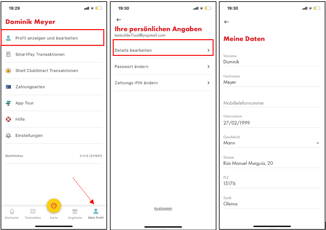 Wo kann ich meine persönlichen Daten ändern? – Shell Germany